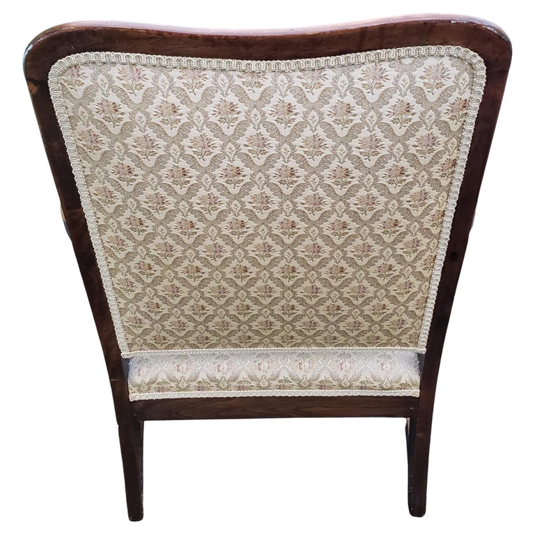 1930s Queen Anne Style Low Walnut Upholstered Lounge Chair For Sale at ...