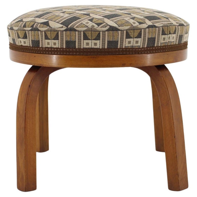1930s Rare Fischel Beech Stool in Backhausen Fabric, Czechoslovakia at ...