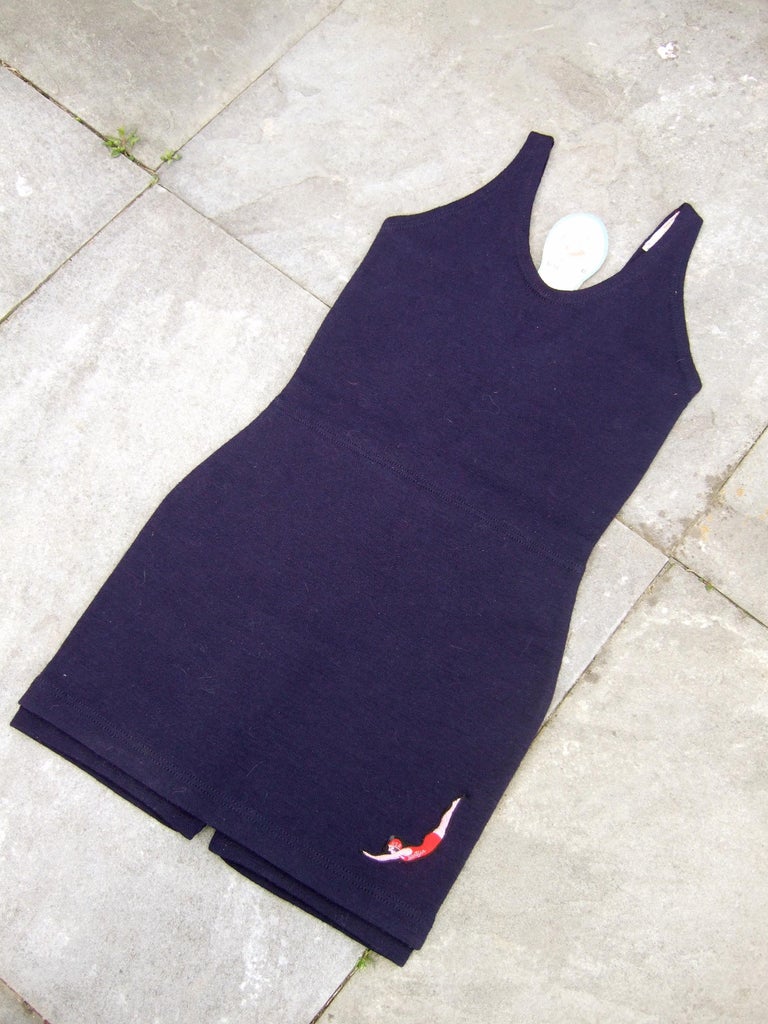 1930s Rare Women's Dark Blue Wool Bathing Suit Designed by Jansen New ...
