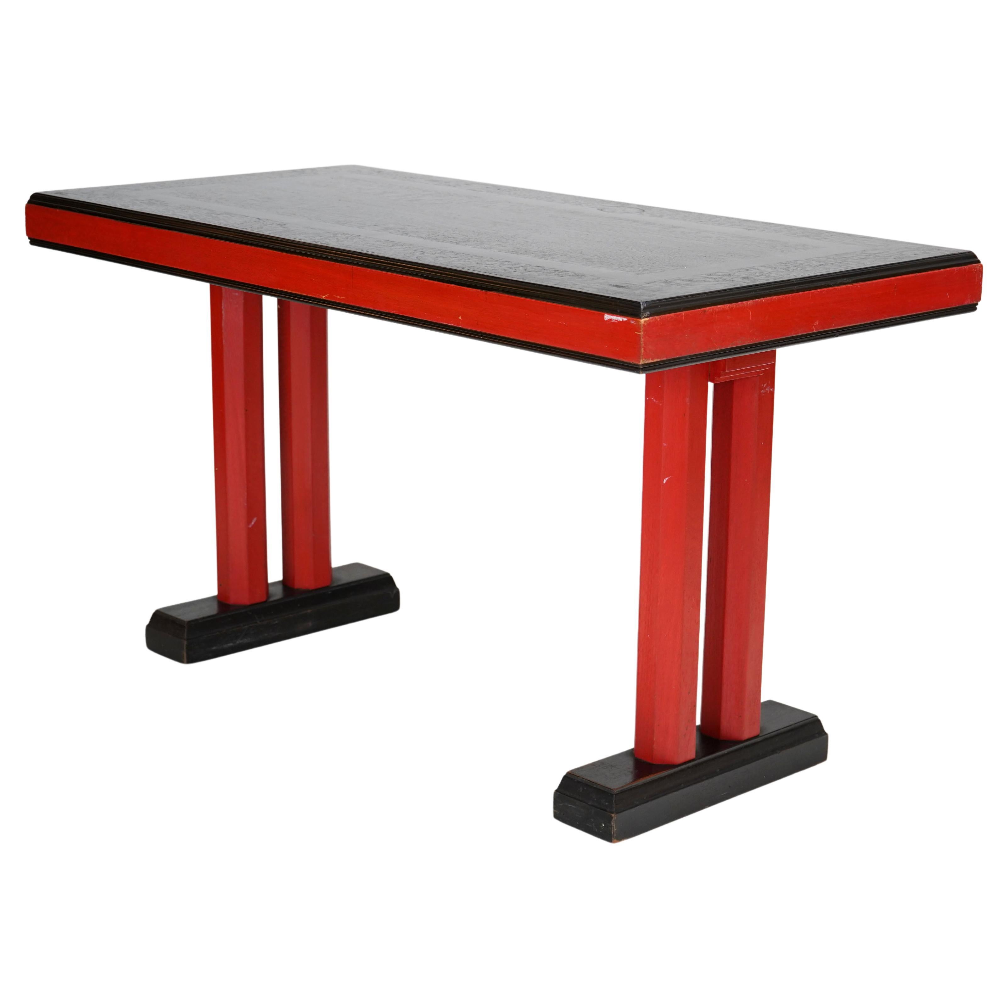 1930s Red and Black Wooden Console Table For Sale at 1stDibs