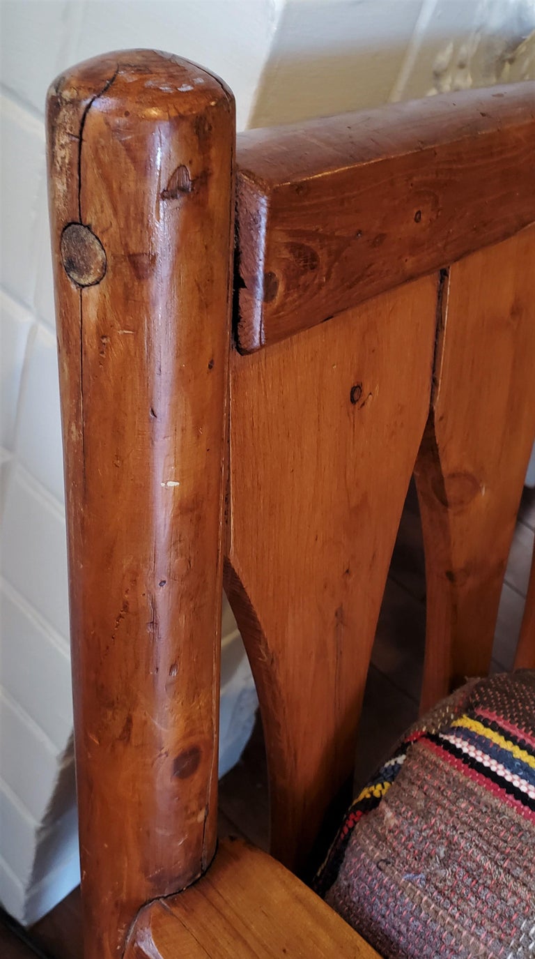 1930's Rustic Rittenhouse Pine Sofa with Rag Rug Upholstery Cushions ...