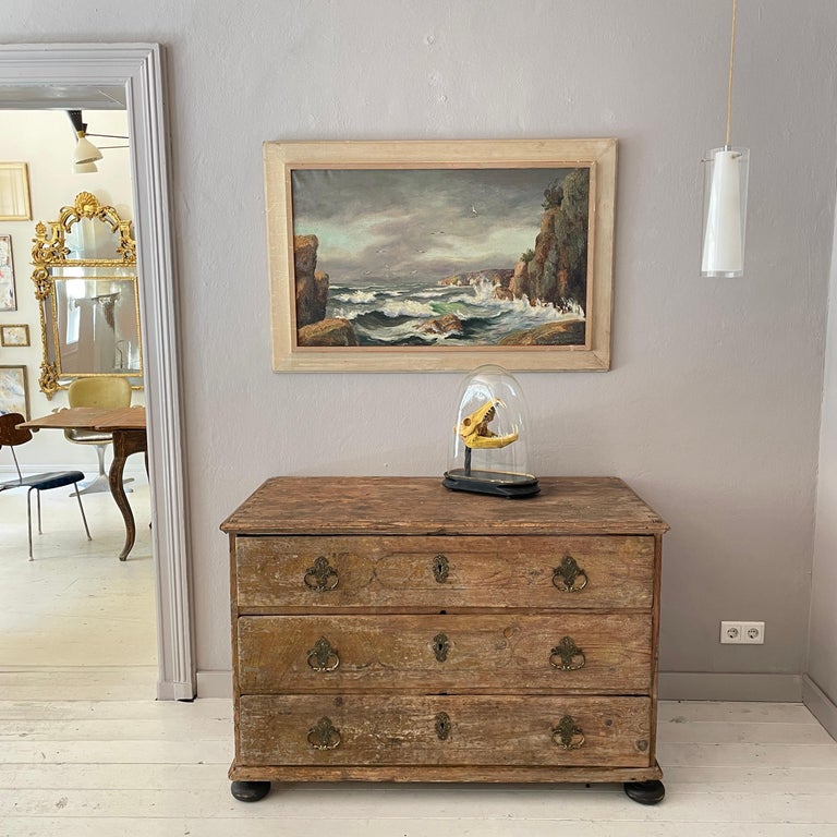 1930s Scandinavian Large Oil Painting of a Stormy Seascape in the ...
