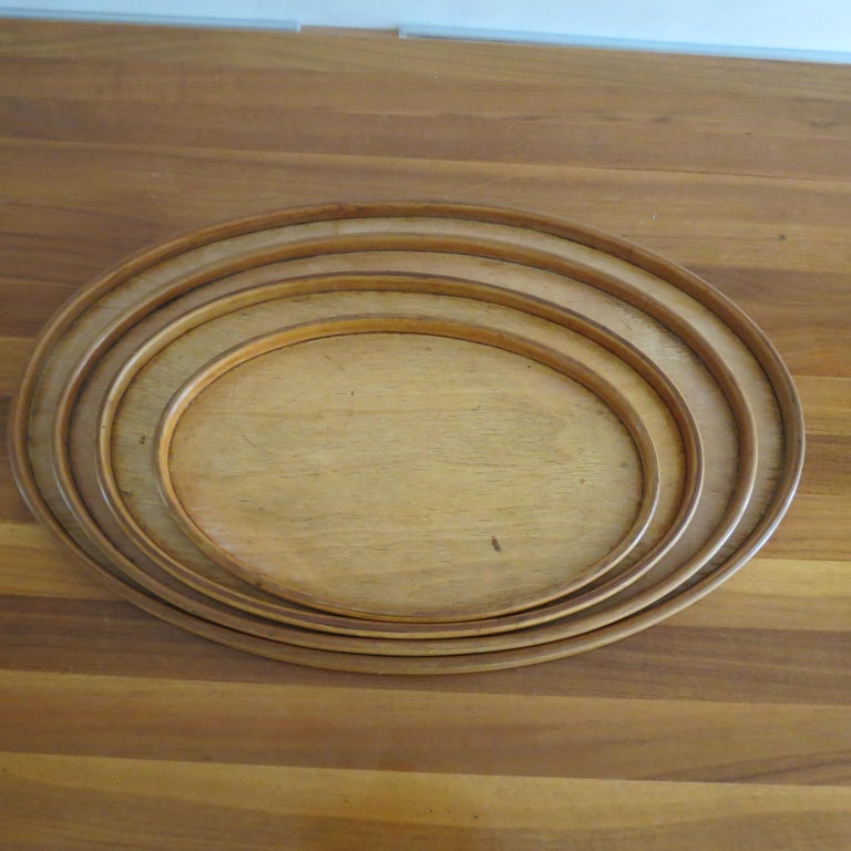 1930s set of 4 Birch Plywood Oval Serving Modernist Trays Aalto style ...