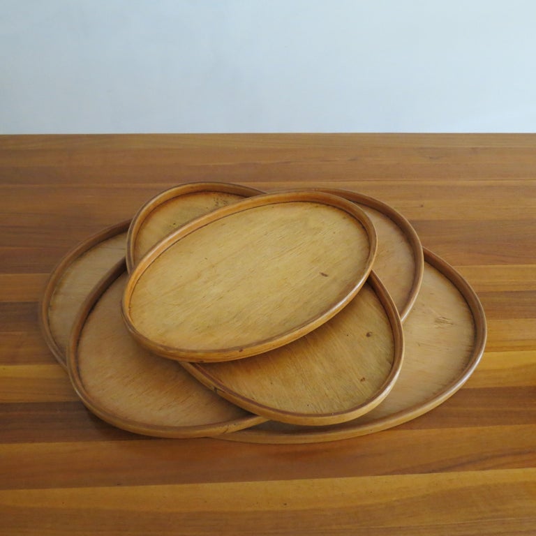 1930s set of 4 Birch Plywood Oval Serving Modernist Trays Aalto style ...