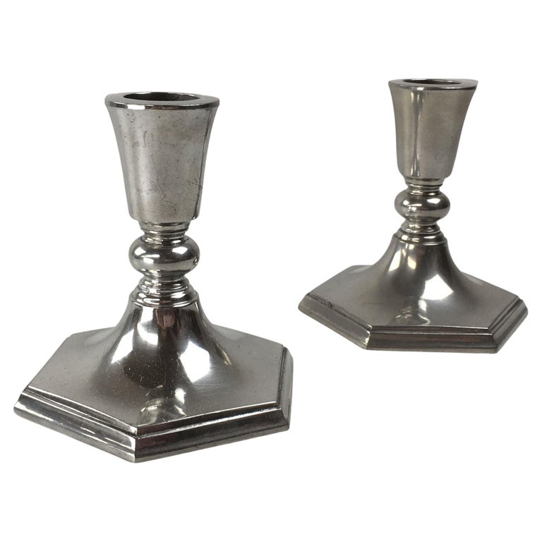 1930s Set of Two Danish Just Andersen Pewter Candlesticks For Sale at ...