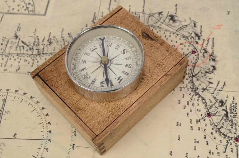 1930s Small Magnetic Brass Chromed Pocket Compass Antique Scientific ...