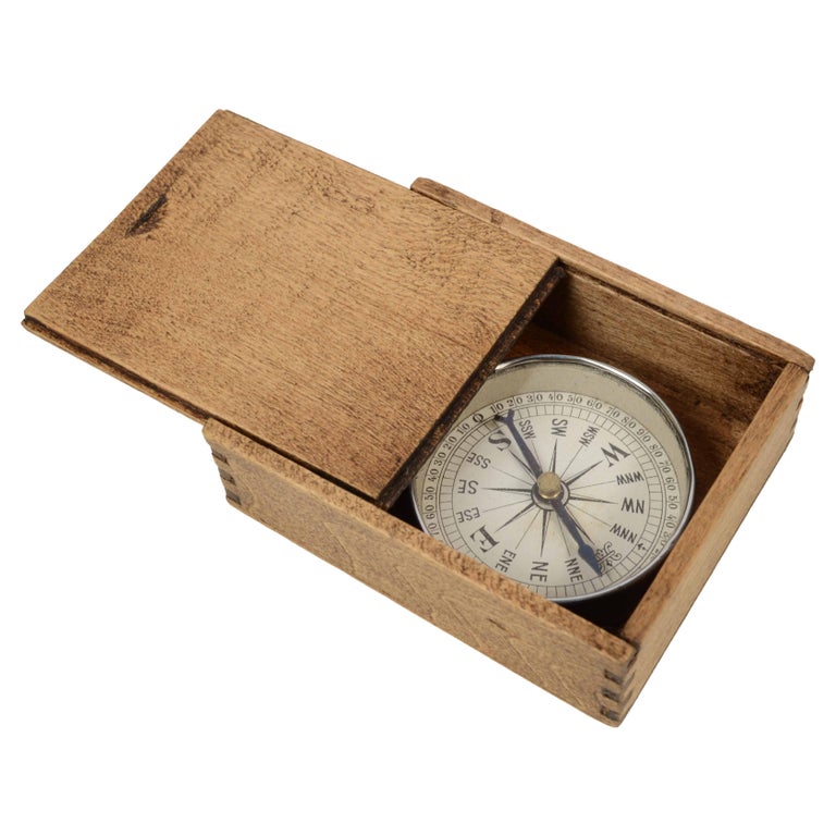 1930s Small Magnetic Brass Chromed Pocket Compass Antique Scientific ...