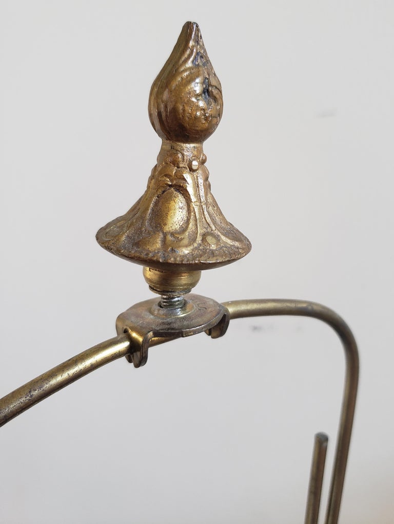1930s Solid Brass Glass Cut and Lead Crystal Arrow Pendulums Table Lamp ...