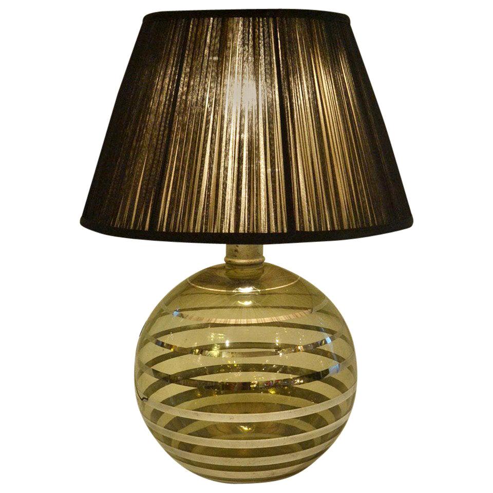 Paul Milet for Sèvres Azure Art Deco Table Lamp with Glass Diffuser ...
