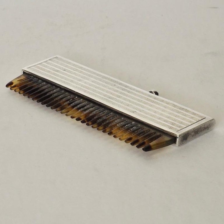 1930s Sterling Silver Retractable Comb with Cabochon Saphire by Collins ...