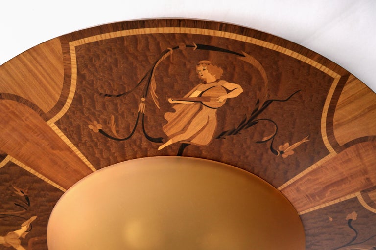 1930s Swedish Grace Dancing Figures Wooden Flush Mount For Sale at 1stDibs