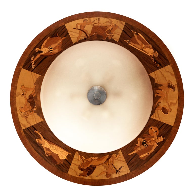 1930s Swedish Grace Greek Gods Wooden Flush Mount For Sale at 1stDibs