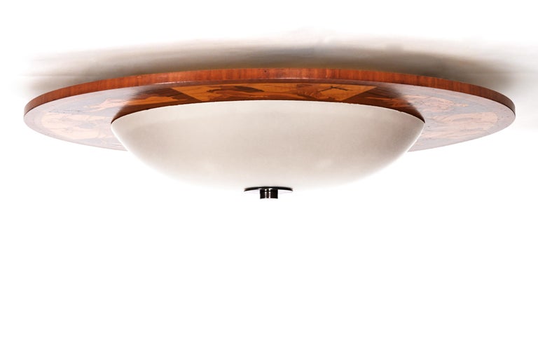 1930s Swedish Grace Greek Gods Wooden Flush Mount For Sale at 1stDibs