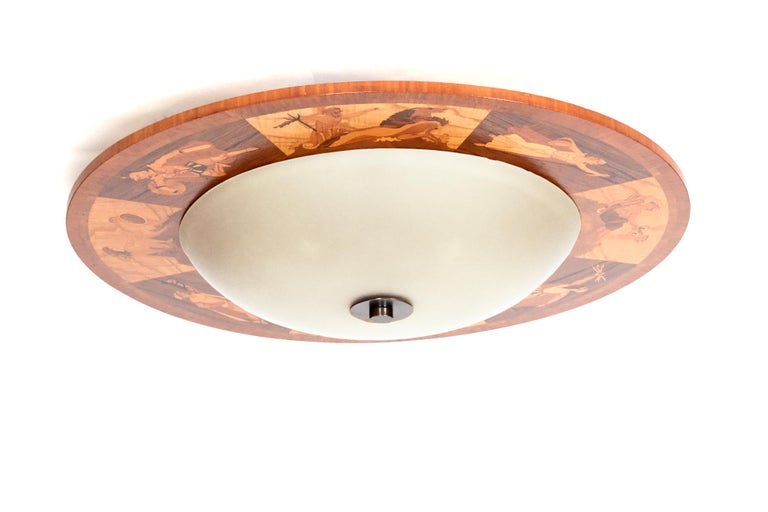 1930s Swedish Grace Greek Gods Wooden Flush Mount For Sale at 1stDibs