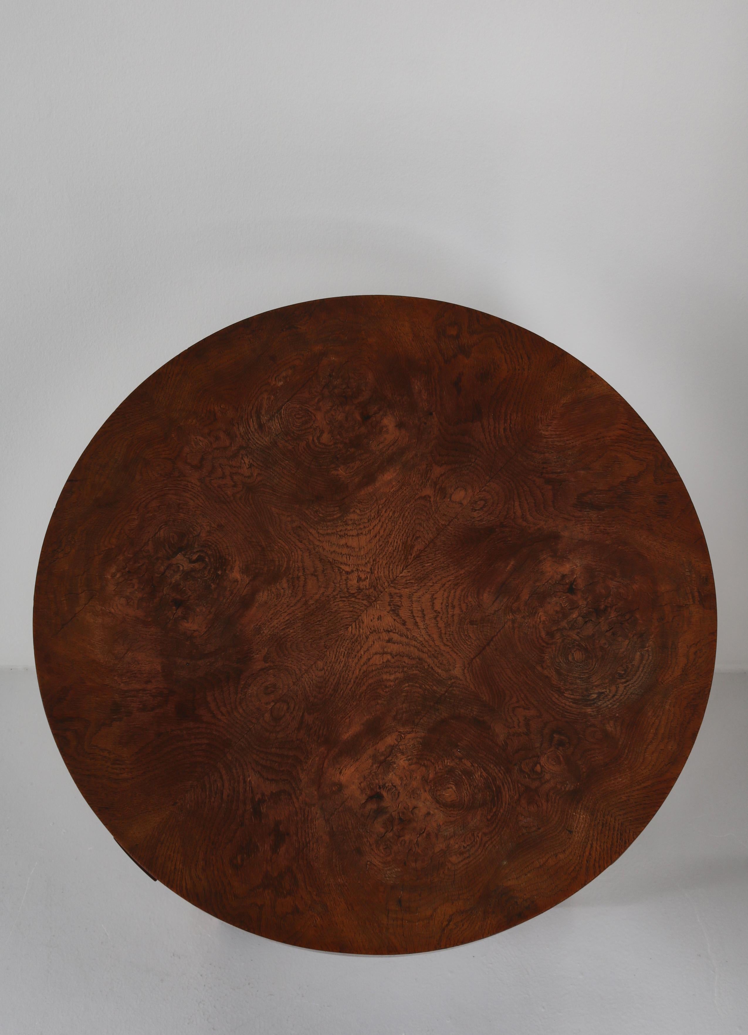 1930s Swedish Grace Occasional Table in Burl Wood Dark Stained, Art ...