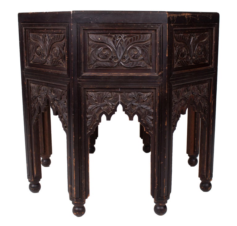 1930s Turkish Octagonal Hand Carved Wooden Table at 1stDibs | turkish ...