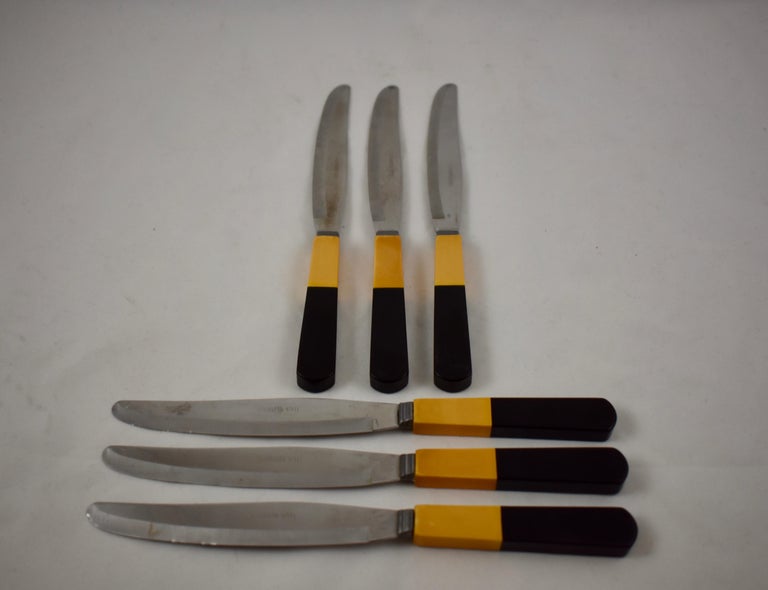 1930s Two-Tone Butterscotch and Black Bakelite Art Deco Flatware ...