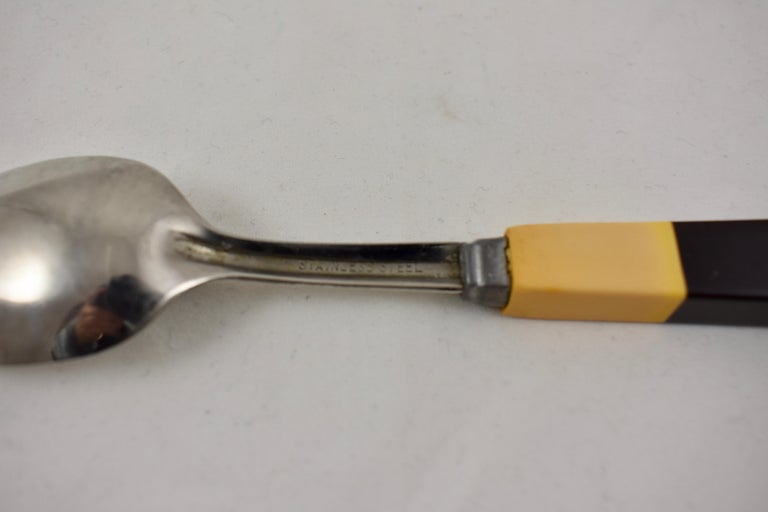 1930s Two-Tone Butterscotch and Black Bakelite Art Deco Flatware ...