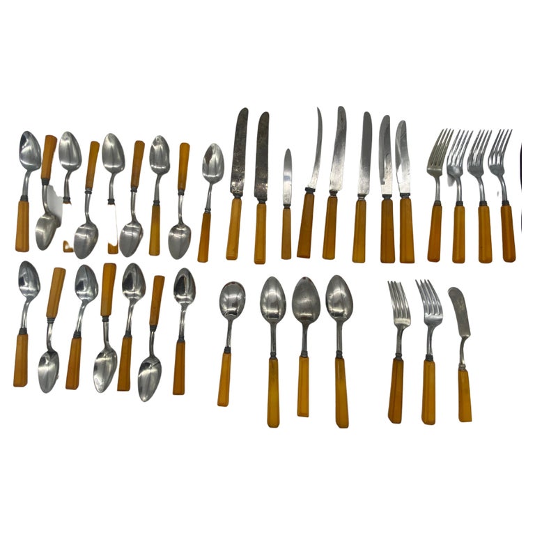 1930s Universal Butterscotch Bakelite Art Deco Flatware Set of 35 at ...