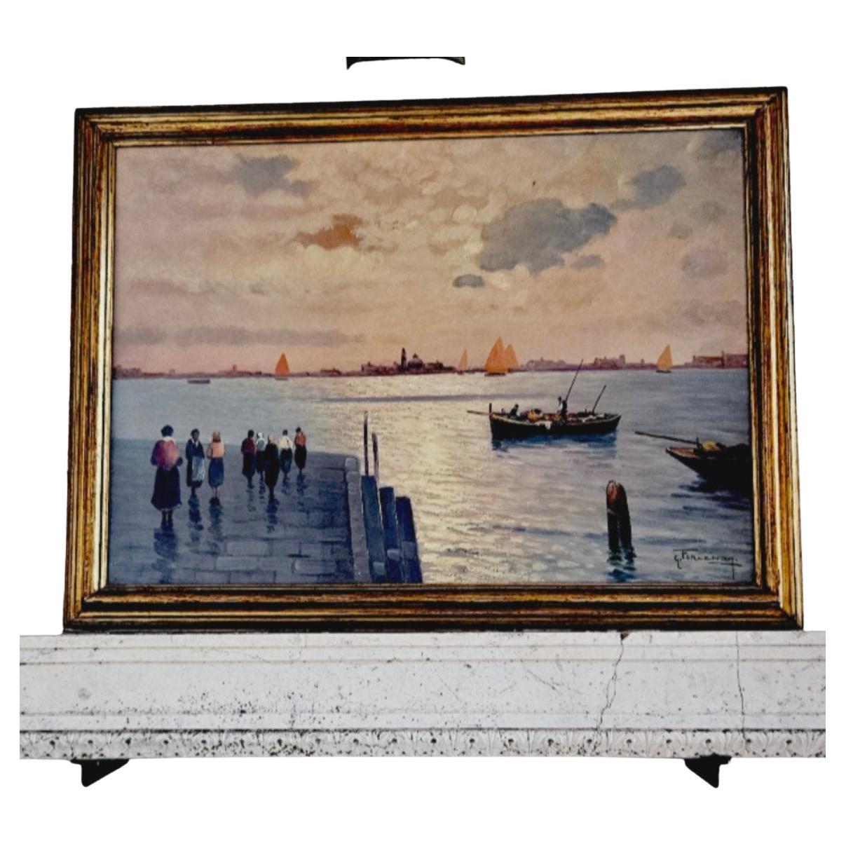 1930s Venezia Oil Painting by Forlenza For Sale at 1stDibs