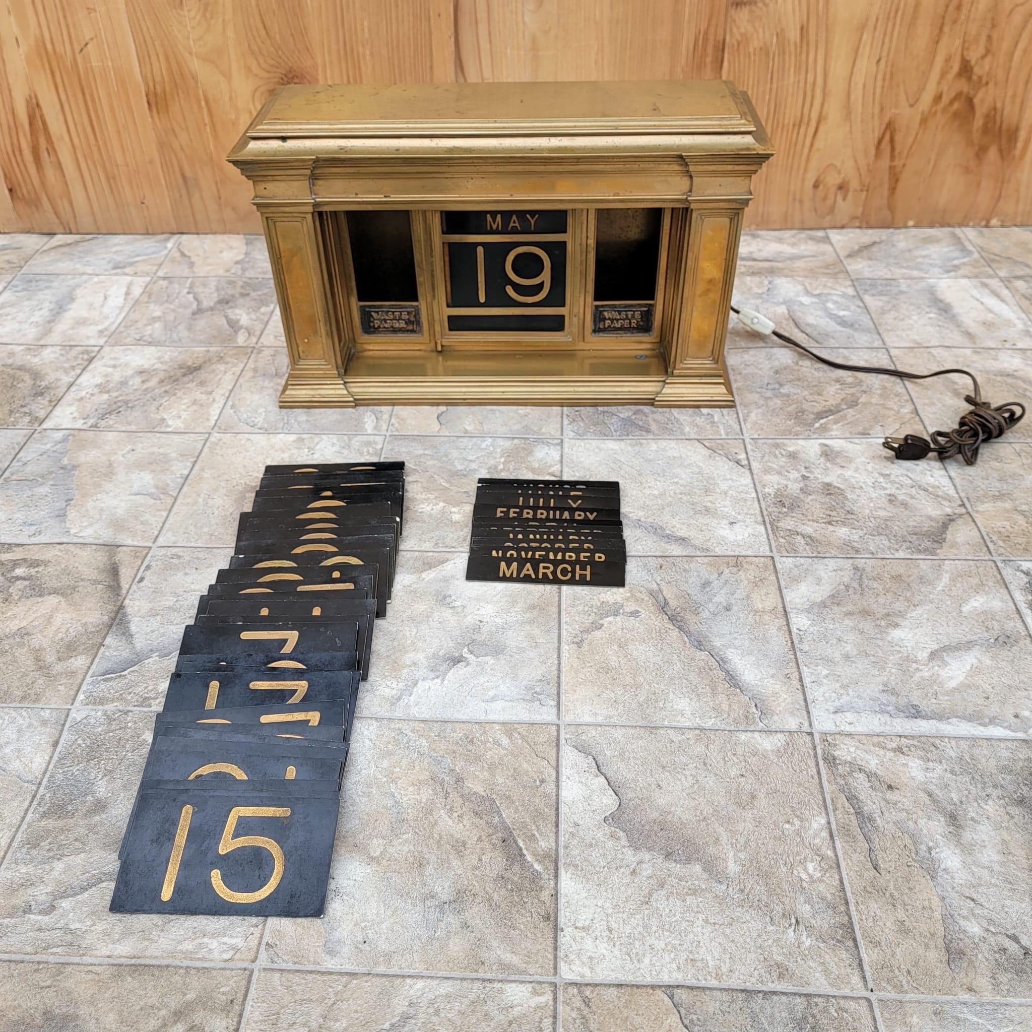 1930s Victorian Brass Perpetual Lighted Date Table/Desk-Top Bank ...