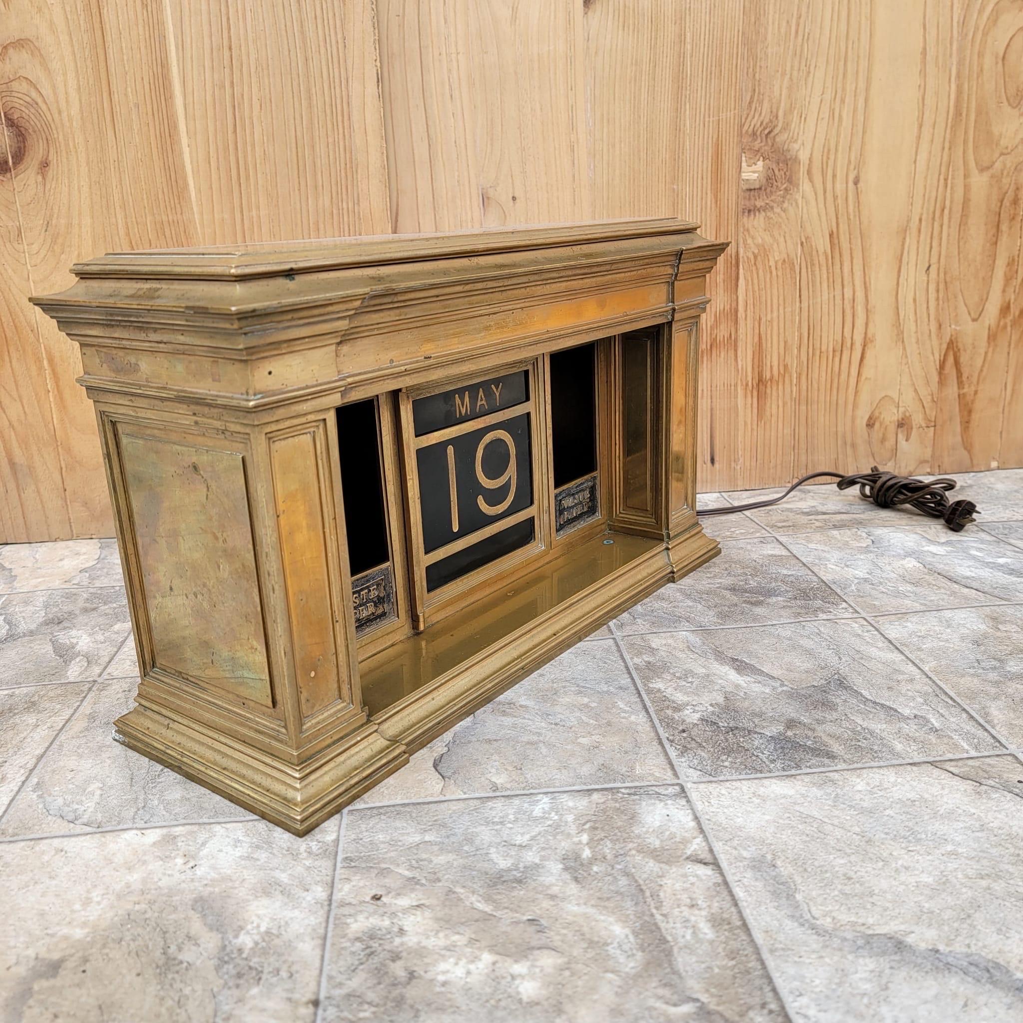 1930s Victorian Brass Perpetual Lighted Date Table/Desk-Top Bank ...