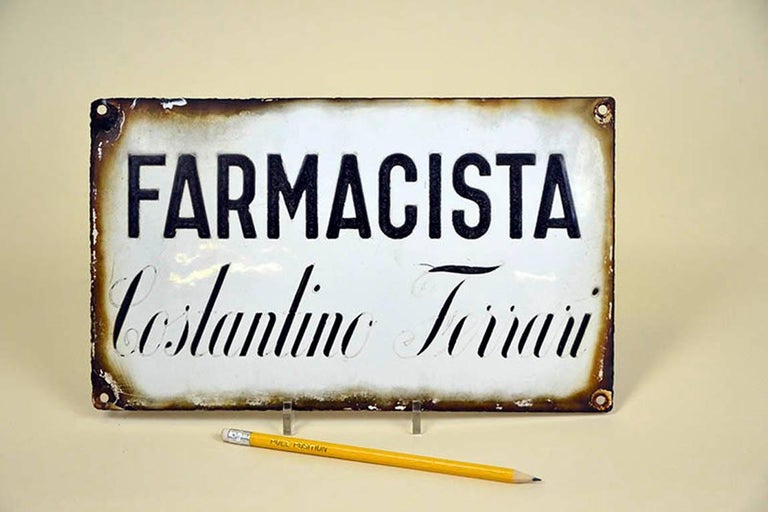 1930s Vintage Italian Enamel Metal Sign Farmacia or Pharmacy Shop For ...
