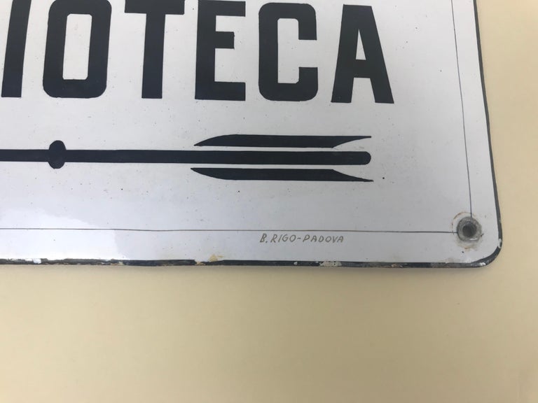 1930s Vintage Italian Enamel Metal Sign "Professori Biblioteca", School ...