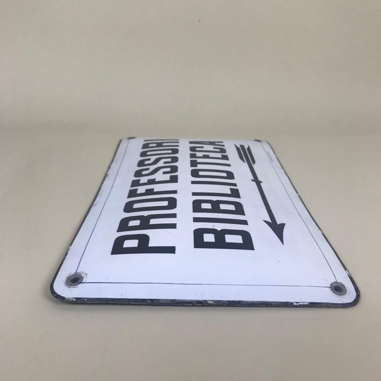 1930s Vintage Italian Enamel Metal Sign "Professori Biblioteca", School ...