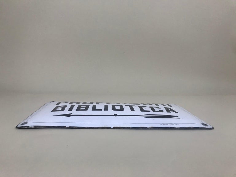 1930s Vintage Italian Enamel Metal Sign "Professori Biblioteca", School ...