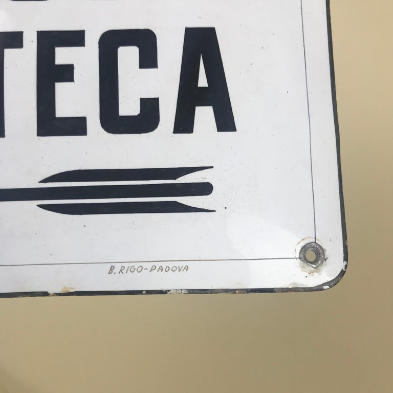 1930s Vintage Italian Enamel Metal Sign "Professori Biblioteca", School ...