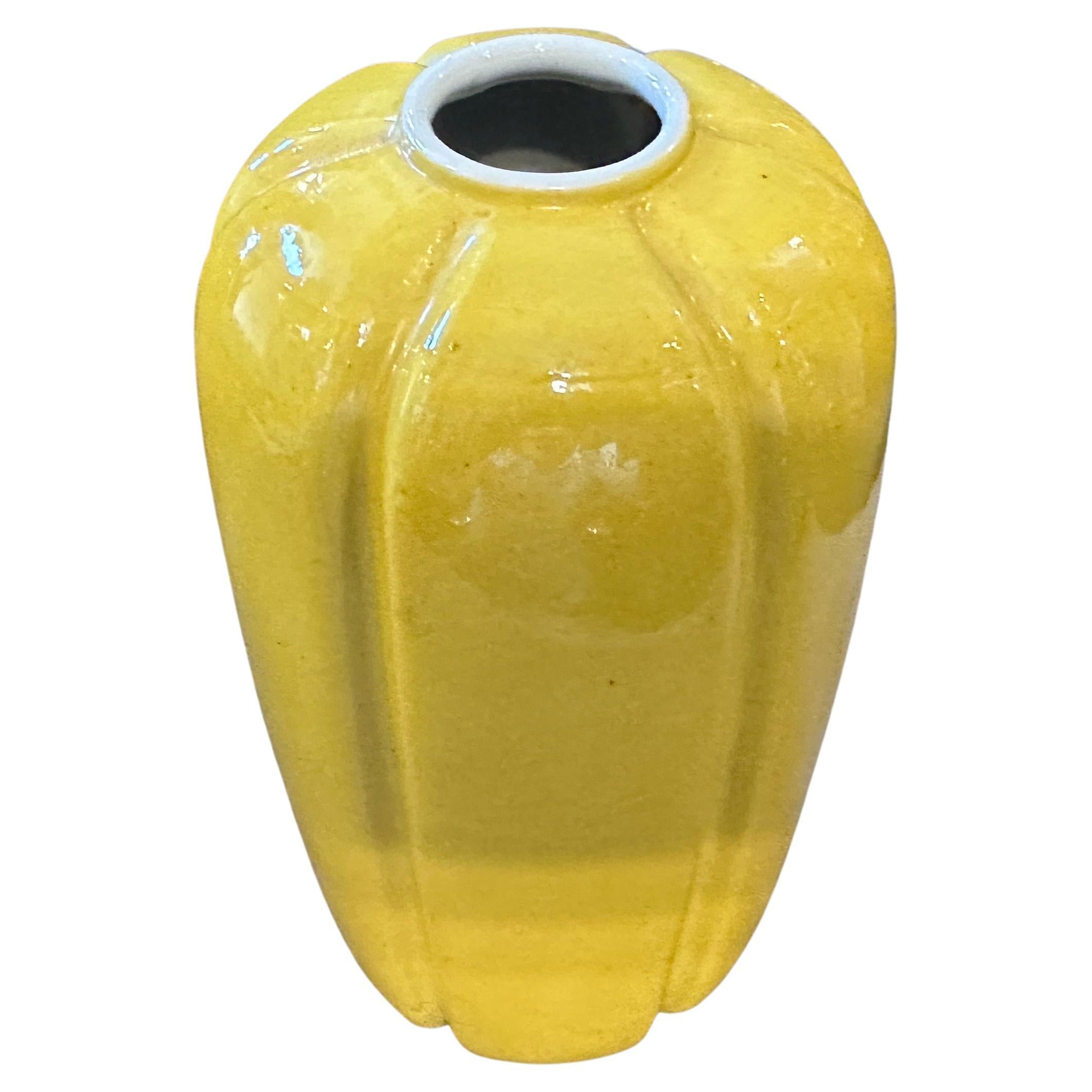 1930s Yellow Glazed Porcelain Chinese Vase at 1stDibs