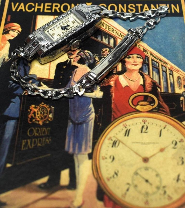 1931 Ladies Bulova Art Deco 10-Karat White Gold Watch at 1stDibs