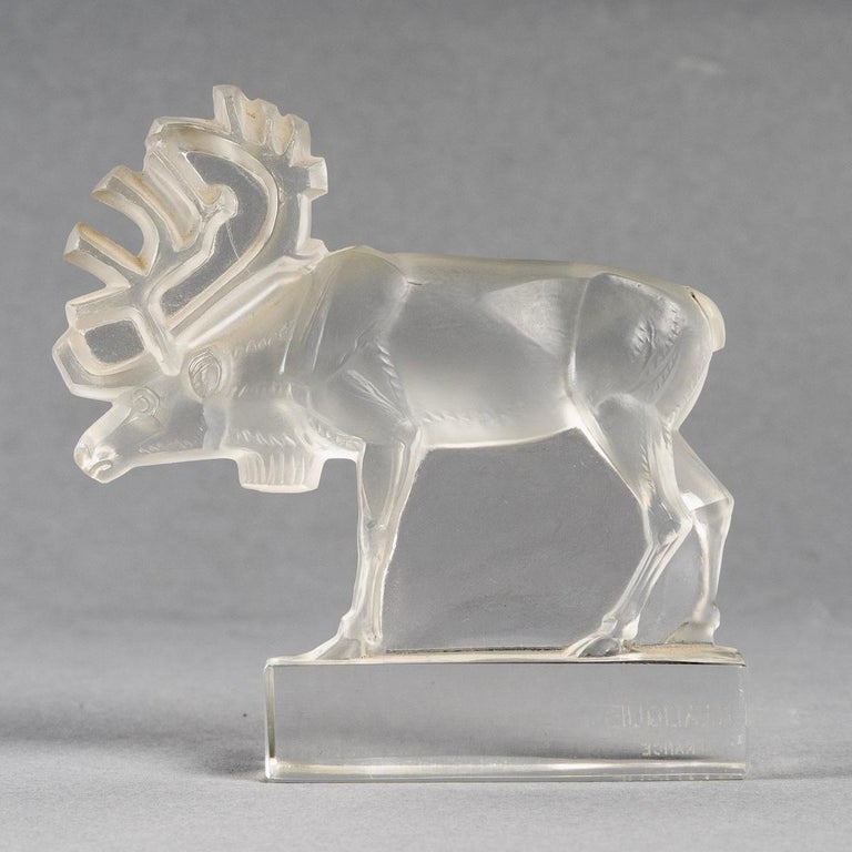 1931 René Lalique, Paperweight "Renne" Clear and Frosted Glass at 1stDibs
