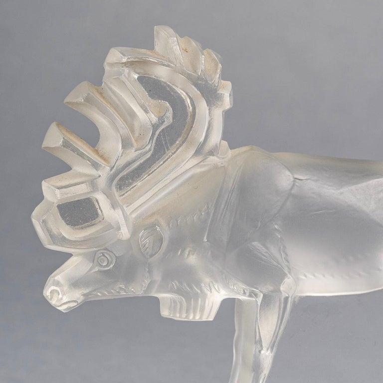 1931 René Lalique, Paperweight "Renne" Clear and Frosted Glass at 1stDibs