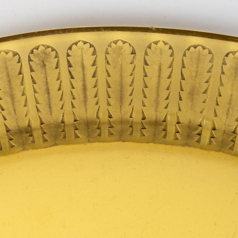 1931 René Lalique - Set Jaffa Yellow Amber Glass - 6 Cups + 1 Tray For ...