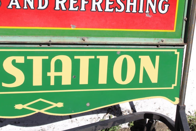 1932 Coca-Cola Porcelain Bus Station Sign For Sale at 1stDibs
