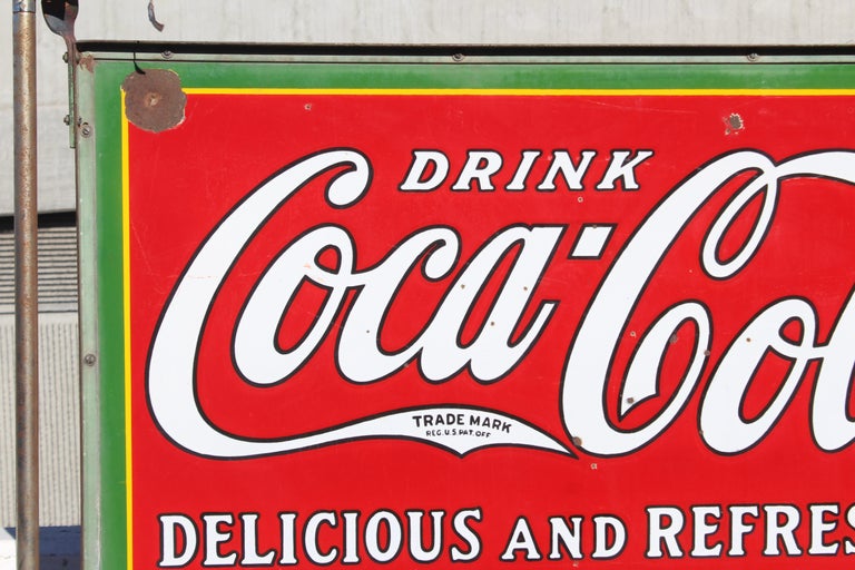 1932 Coca-Cola Porcelain Bus Station Sign For Sale at 1stDibs