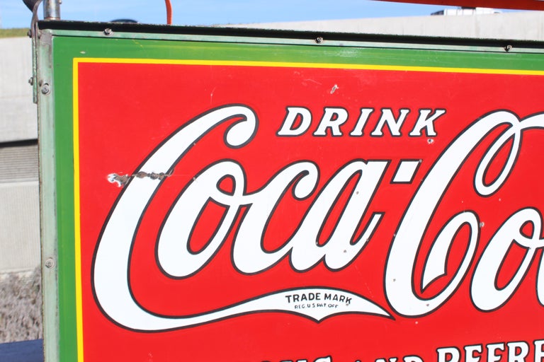 1932 Coca-Cola Porcelain Bus Station Sign For Sale at 1stDibs