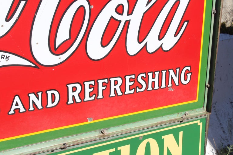 1932 Coca-Cola Porcelain Bus Station Sign For Sale at 1stDibs