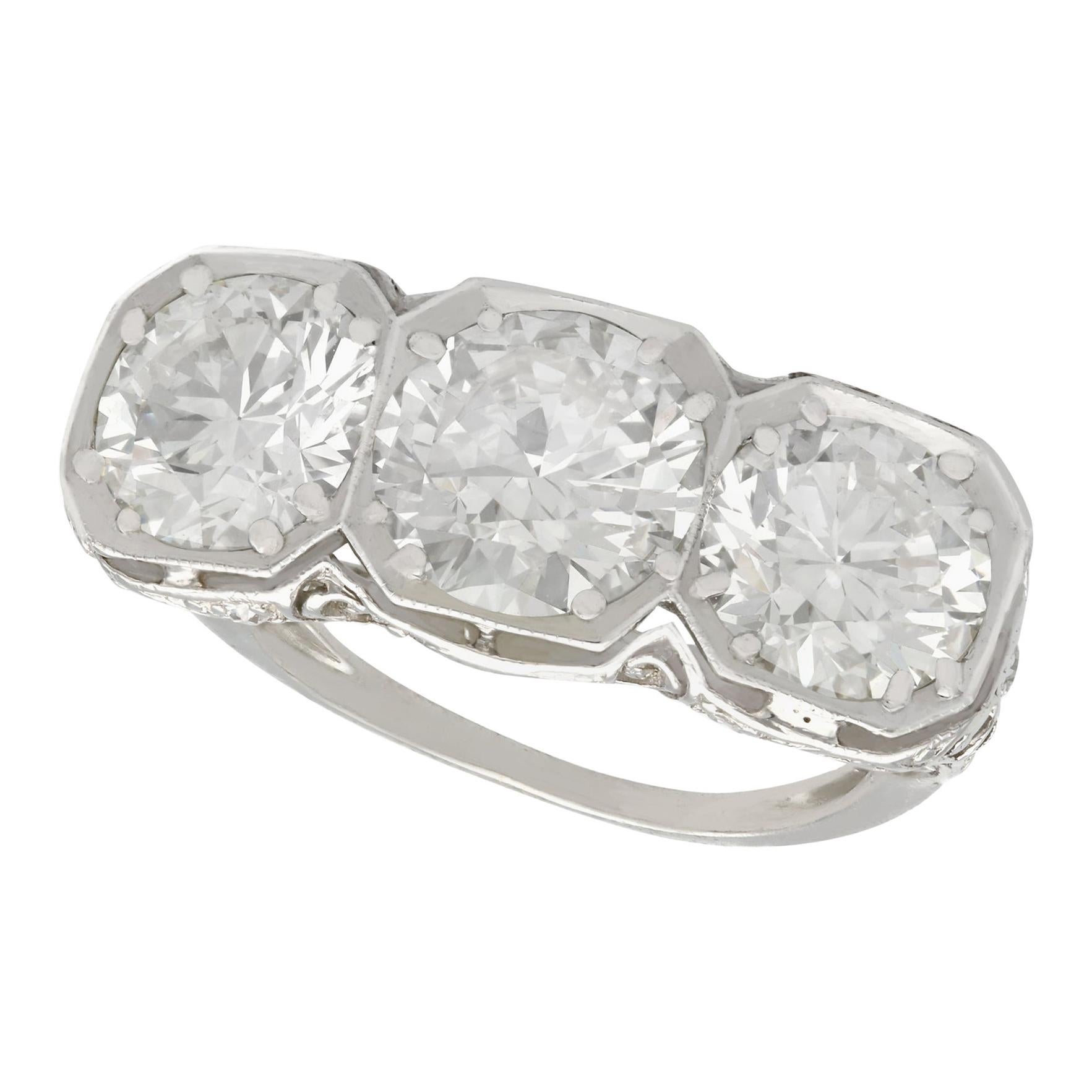 1935 Antique 4.53 Carat Diamond and Platinum Trilogy Ring For Sale at ...