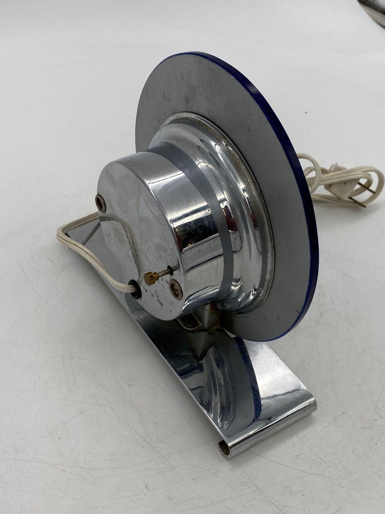 1935 Telechron Art Deco Electric Clock with Blue Glass For Sale at 1stDibs