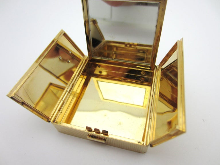 1936 Authentic Cartier Diamond Swallow Mirror Compact For Sale at ...