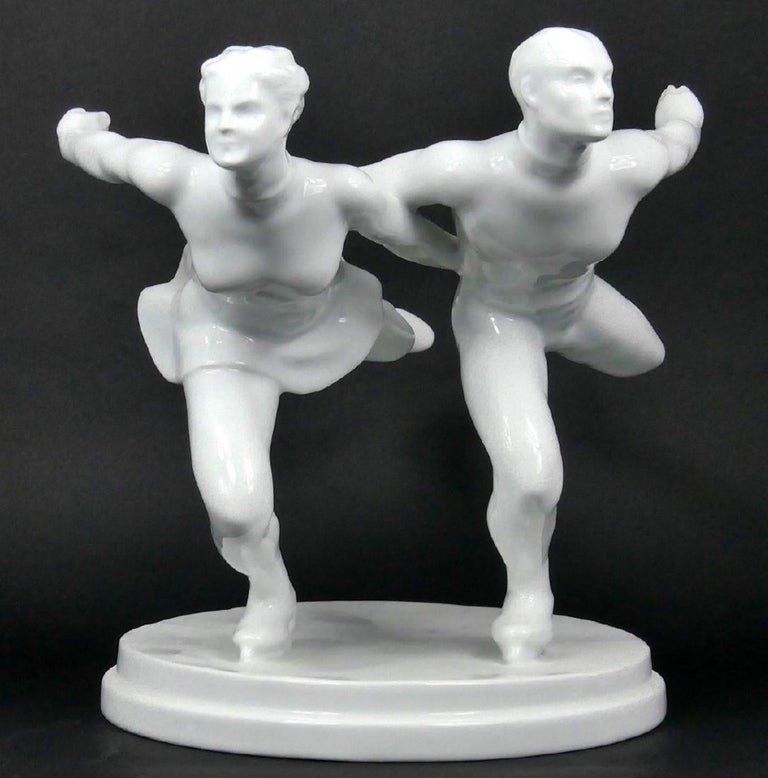 1936 Olympic Ice Skating Blanc De Chine Mixed Pairs Grouping, by Herand ...