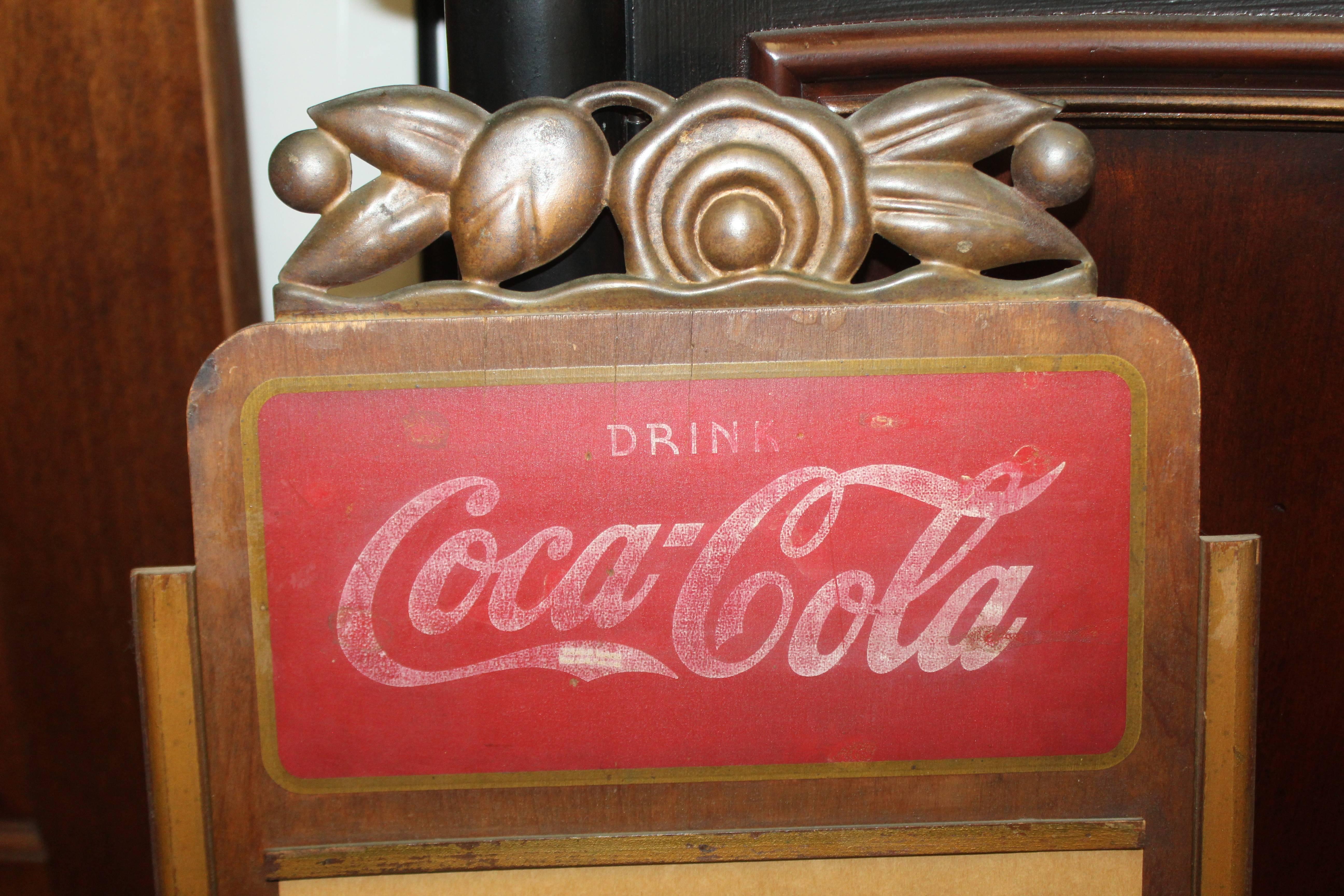 1939 Vintage Coca Cola Menu Board by Kay Displays Inc, Wood with Tin ...