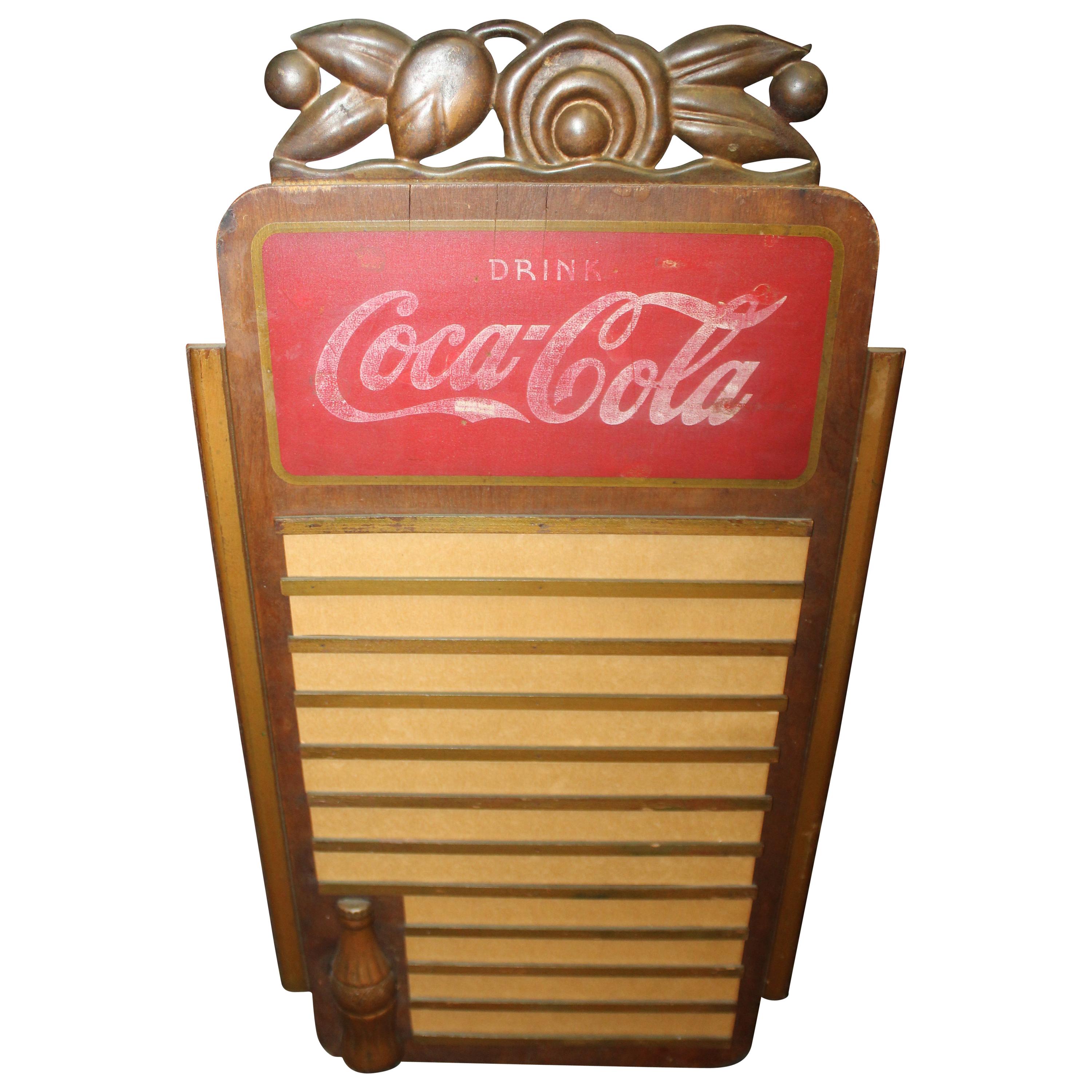 1939 Vintage Coca Cola Menu Board by Kay Displays Inc, Wood with Tin Trim For Sale at 1stDibs ...