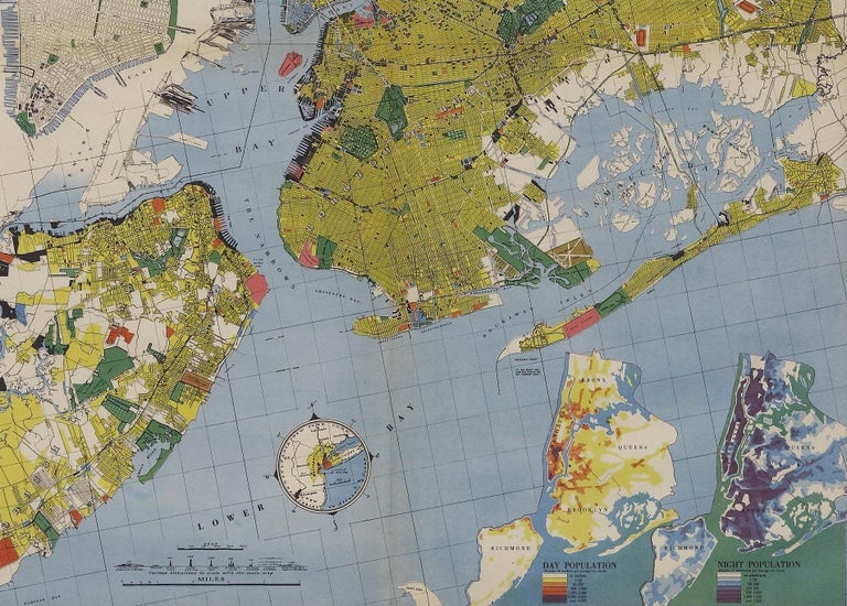 1939 Vintage Map "The City of New York" by Richard Edes Harrison at 1stDibs