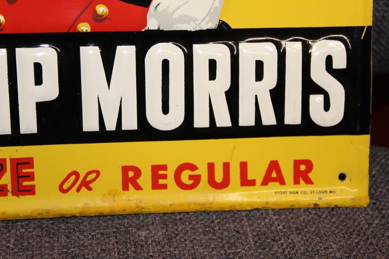 1940s-1950s Philip Morris Tin Sign For Sale at 1stDibs