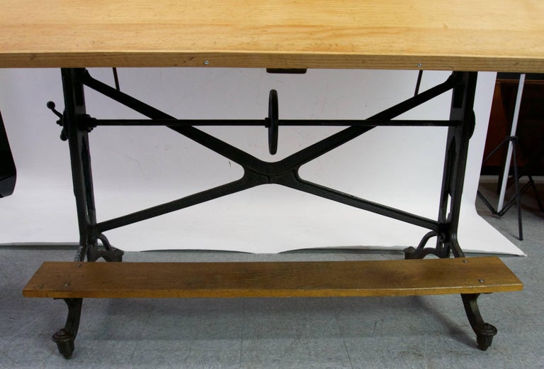 1940 Cast Iron Drafting Table with Extra Large Surface For Sale at ...