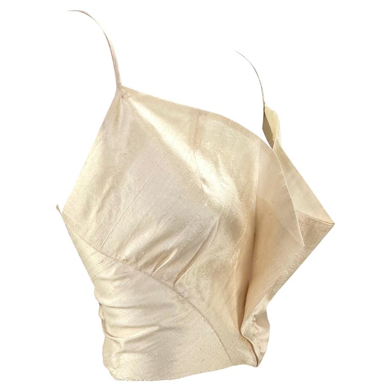 1940 Charles James Signed Triangle Pleat Bodice White Silk Organza ...